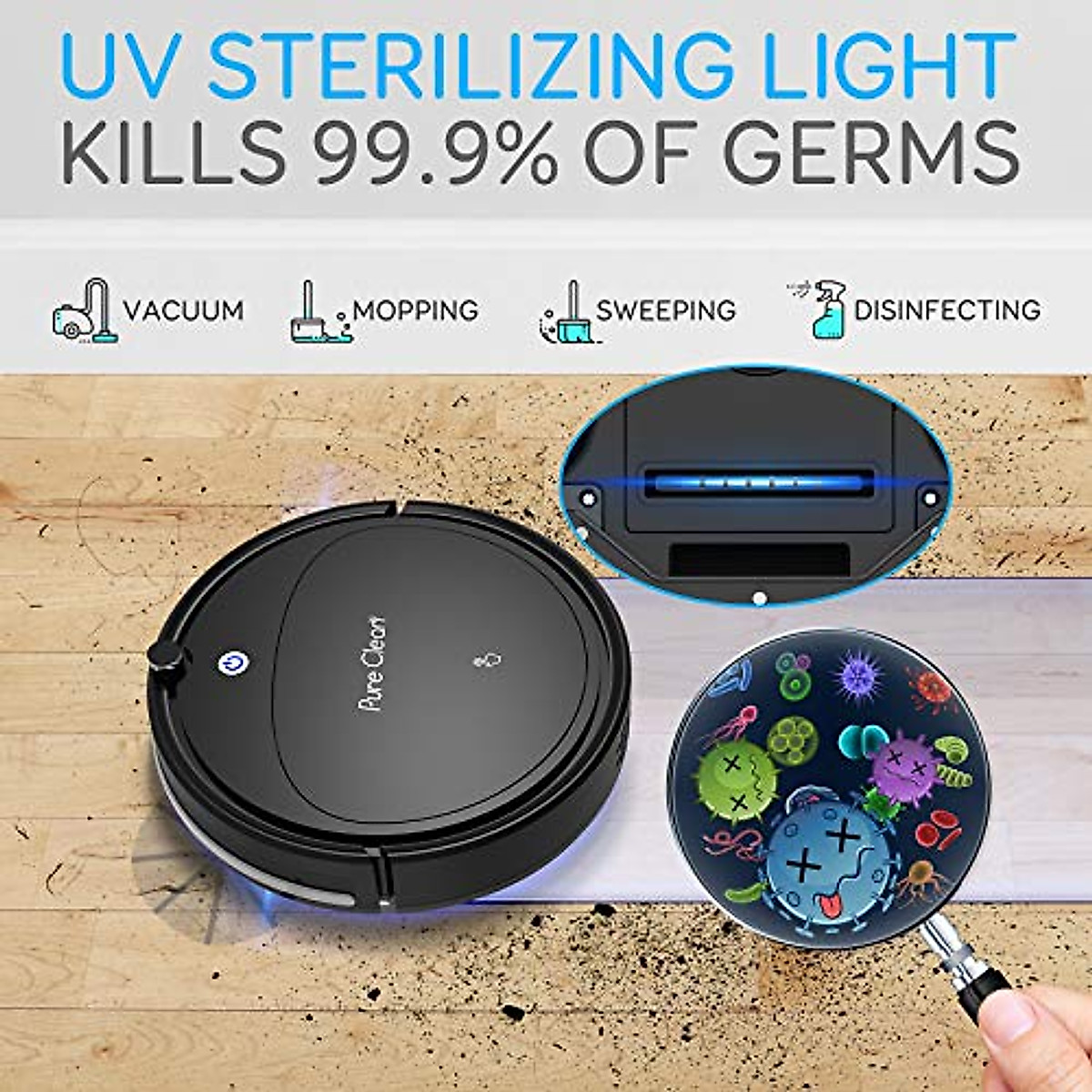 SereneLife Robot Vacuum Cleaner - Self Charging Robo Vacuum Cleaner - 1200pa Suction, Self Path Navigation, 70 Min Run Time - Carpet Hardwood Linoleum Tile PUCRCX70