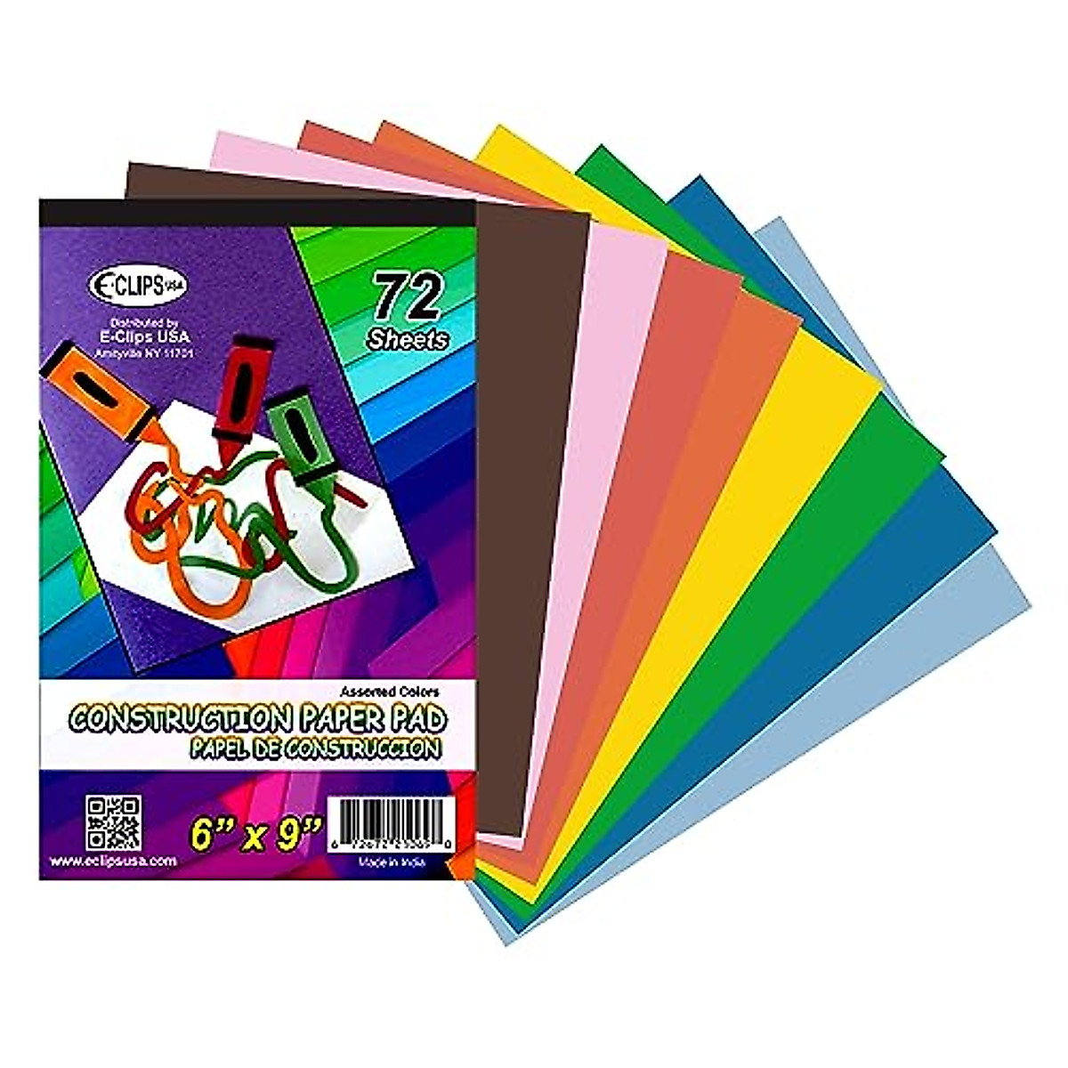 Auksales Construction Paper Multicolor for Art & Craft | 6" x 9" Inches | Bundle of 72 Sheets | Case Pack of 3