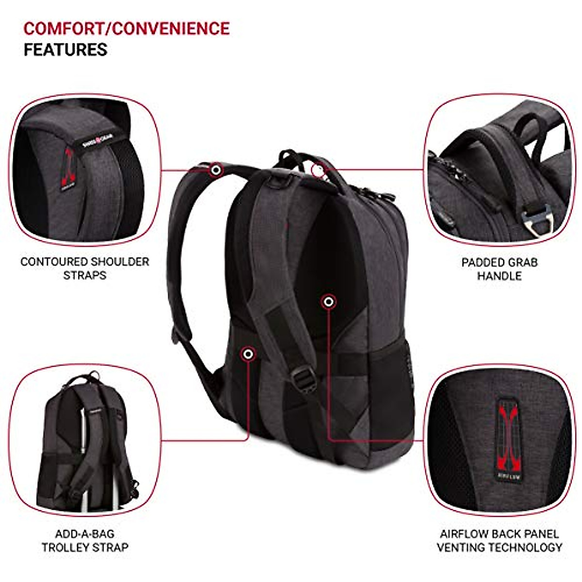 SwissGear Cecil 5505 Laptop Backpack, Charcoal, 18-Inch