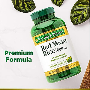 Nature’s Bounty Red Yeast Rice, Herbal Supplement, 60mg, 250 Capsules