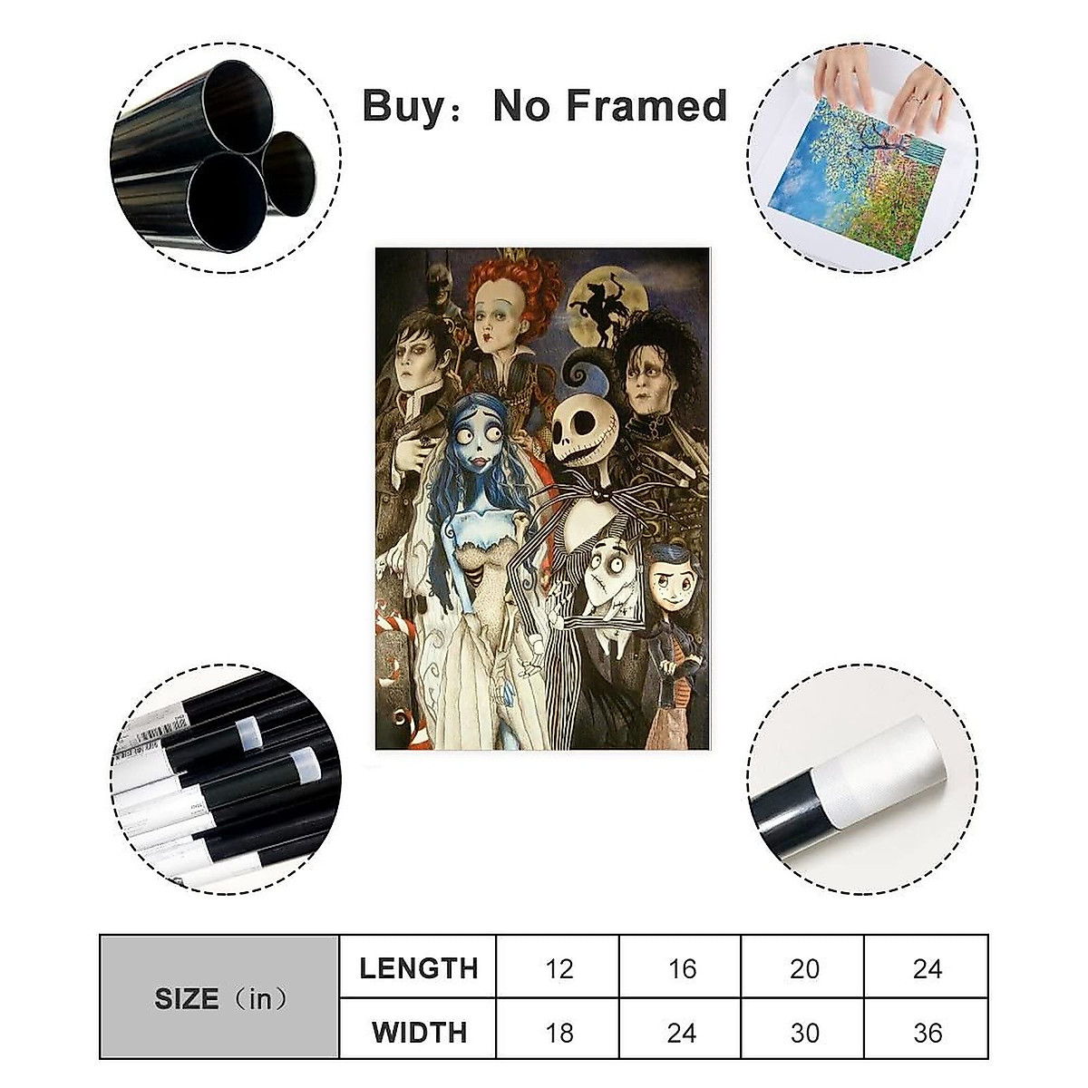 Shruan Tim Burton Edward Scissorhands Canvas Poster Bedroom Decor Sports Landscape Office Room Gift Unframe-style 16x24inch(40x60cm)