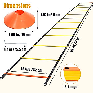PACEARTH Agility Ladder - 12 Rung 20ft Agility Speed and Balance Training Ladder for Soccer Basketball Boxing Softball Footwork Sports Agility Training with Scale and Carry Bag