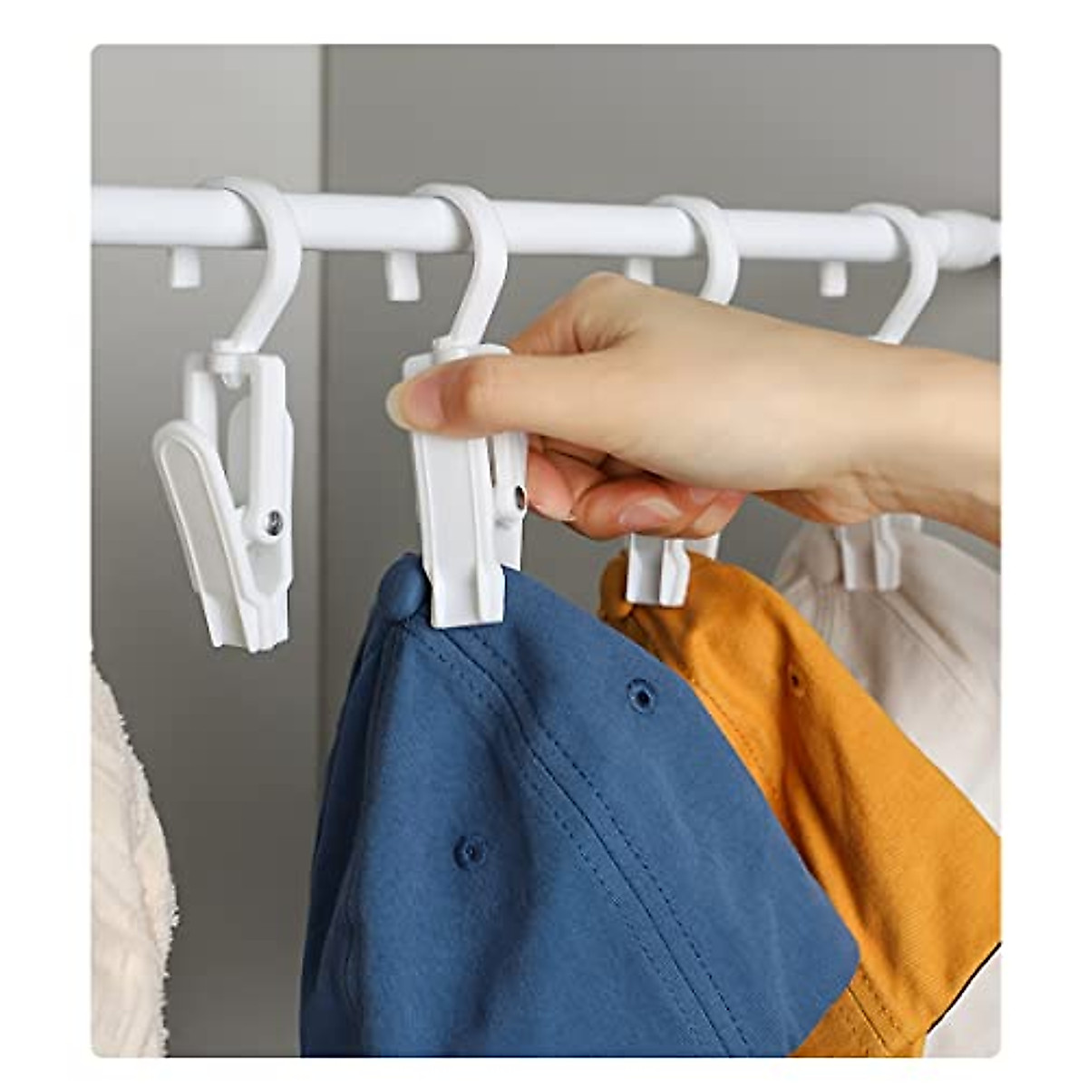 10 PCS Super Strong Plastic Swivel Hanging Hooks Home Swivel Laundry Clips Curtain Clips Clothes Pins Beach Towel Clips,1 PCS Tension Rod, Wardrobe Bars, Drying Support Rods