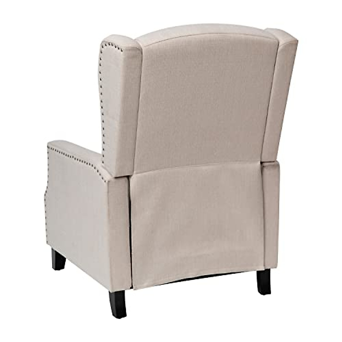 Flash Furniture Prescott Polyester Fabric Upholstered Slim Wingback Recliner, Modern Pushback Recliner Chair with Pocket Spring Seat, Cream