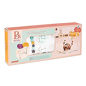 B. toys – Wooden Baby Play Gym – Activity Mat – Starry Sky – 3 Hanging Sensory Toys – Organic Cotton – Natural Wood – Babies, Infants