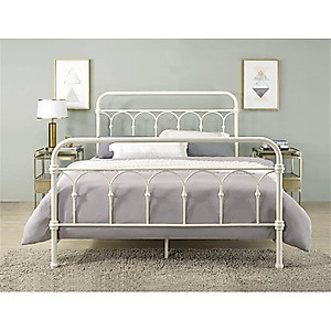 Acme Citron Metal Queen Bed with Spindle Headboard and Footboard in White
