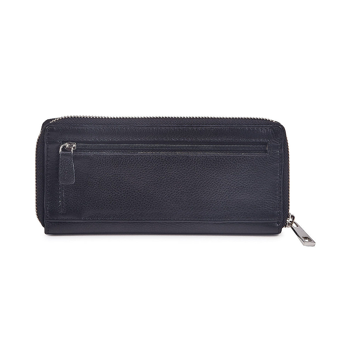Zinda Genuine Leathers Women’s Wallet Zip Around Long Purse RFID Protection (Black)