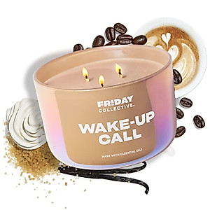Friday Collective Wake-Up Call Candle, Sweet & Spicy Scented, Made with Essential Oils, 3 Wicks, 13.5 oz