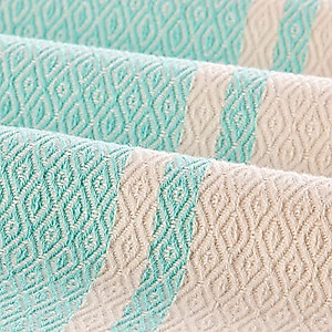 Rumi&Shams Turkish Hand Towel Set of 2 | 100% Cotton Modern Farmhouse Hand Towels | 16 x 32 Inches Boho Towels | Bathroom Hand Towels | Perfect Turkish Kitchen Towels | Bath Hand Towels (Aqua)