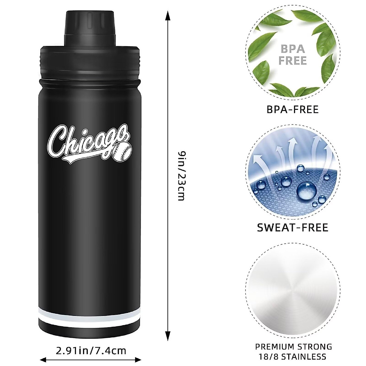 ANTKING Chicago Tumbler Travel Mug Coffee Cup Custom Name Number for Men Women Youth Gifts
