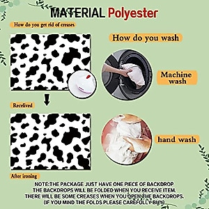 HQM Cow Party Photography Backdrops Black and White Cow Farm Animal Happy Birthday Photo Background Kid's Birthday Party Newborn Baby Shower Banner Props Supplies 5x3ft