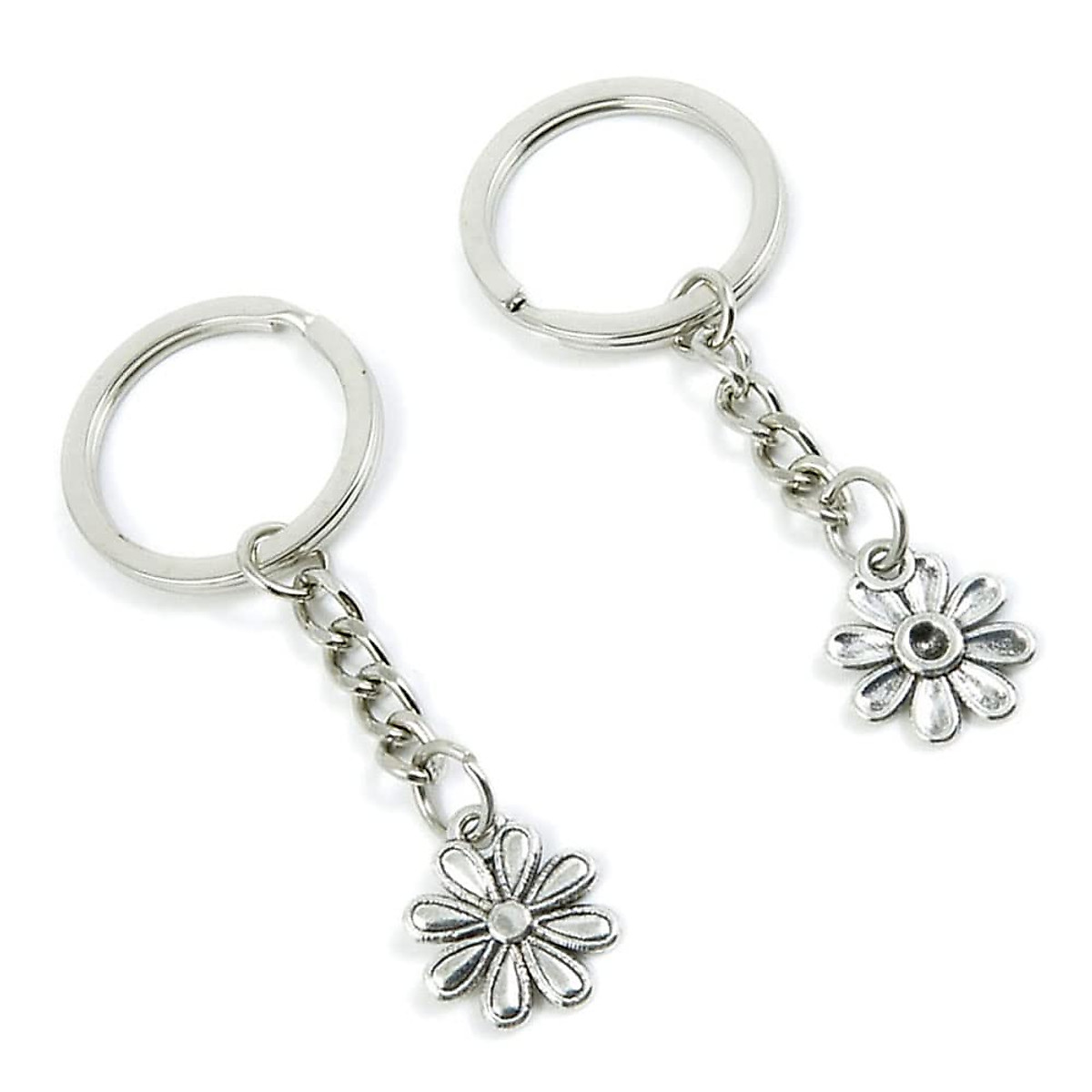 50 Pieces Keychain Keyring Door Car Key Chain Ring Tag Charms Supplies W9DR5B Chrysanthemum Daisy Flower