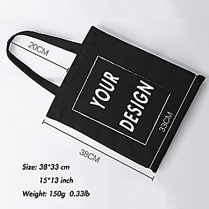 Aboutwome Your Own Design Women Custom Tote Bag for Shopping Canvas Bags (Black)