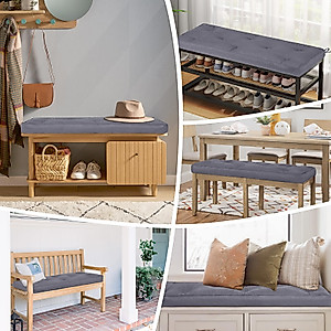 Millsilo Bench Cushion, Bench Cushions for Indoor/Outdoor Furniture, Window Seat Cushions, Garden Patio Large Pads with Button Reinforcement, for Shoe Bench Dining Porch Bench 36x14x4 inch,Gray