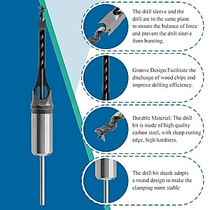 Kyuionty Square Hole Drill Bit, 1/4 Inch Woodworking Hole Saw Mortising Chisel Drill Bits, Hollow Mortise Chisel Spiral Drill Bits Tool