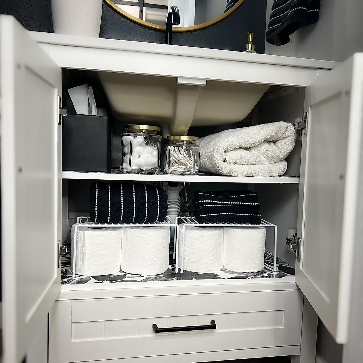 Evelots 2 Pack Kitchen/Bathroom/Pantry/Freezer/Office Extra Shelf-Cabinet Organizer-Double Space-Sturdy Metal-Scratch Resistant PE Plastic Coating-Plastic Feet-White