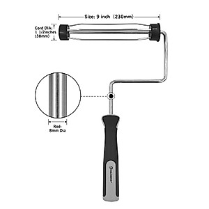 ROLLINGDOG Paint Roller Frame-Heavy Duty Paint Roller Frame,Paint Roller Handle, Smooth Roller Frame(9 inches x 1.5 inches)