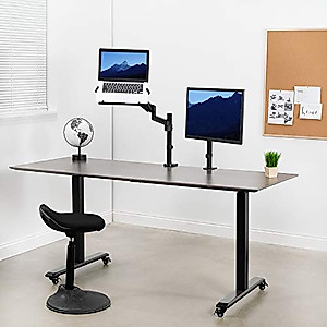VIVO Universal Adjustable 10 to 15.6 inch Laptop Holder Desk Mount, Single Pneumatic Arm VESA Notebook Stand with C-clamp and Grommet Options, Black, STAND-V101L