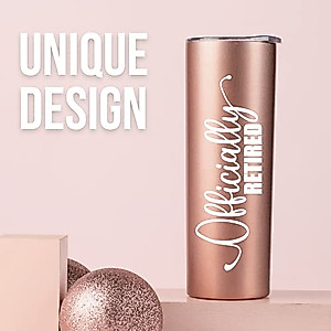 Onebttl Retirement Gifts for Women, Funny Retirement Tumbler 20oz, Retired Gifts for Coworkers, Grandma, Friends - Rose Gold (Retired)