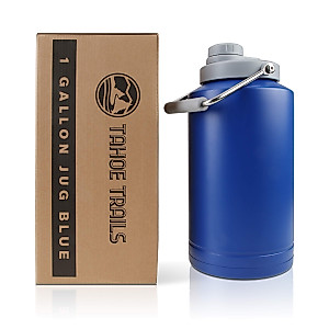 TAHOE TRAILS 1 Gallon Vacuum Insulated Water Bottle,ONE Gallon Stainless Steel Double Walled Water Jug,18/8 Food-Grade Stainless Steel Insulated Water Bottle for Hot and Cold Drinks Water Bottle,BLUE