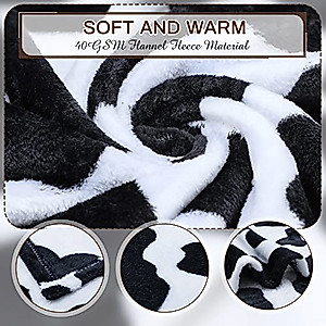 Cow Print Blanket Throws Flannel Fleece Soft Cozy Throw Blanket Fuzzy Warm Black White Cow Printed Blankets & Throws for Bedroom Living Room Sofa Couch 50"x60"