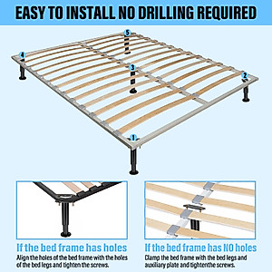 RealPlus 2pcs Adjustable Bed Frame Support Legs, Heavy Duty Metal Bed Center Slat Support Legs with Wider Base (5.9"-10")