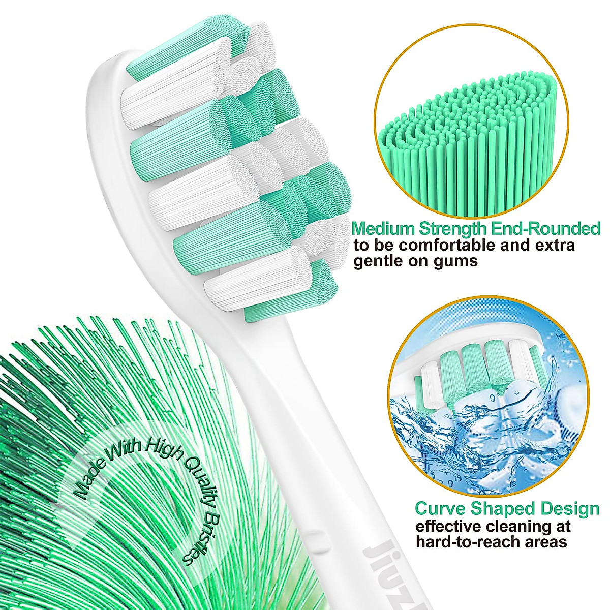 Jiuzhoudeal Toothbrush Replacement Heads for Philips Sonicare C2 Plaque Control ProtectiveClean 4100 5100 6100 Electric Toothbrush Heads, 10-Pack