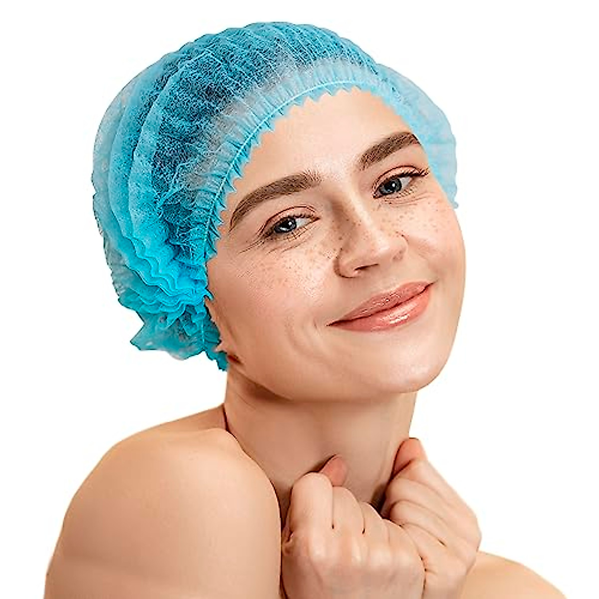 Medical Nation Hair Net, Disposable Pleated Hair Nets | Blue, 100 Count | Bouffant Hair Cap Hair Nets for Food Service, Medical Use - 21" Hairnets for Women & Men- Latex Free with Elastic Band - Blue