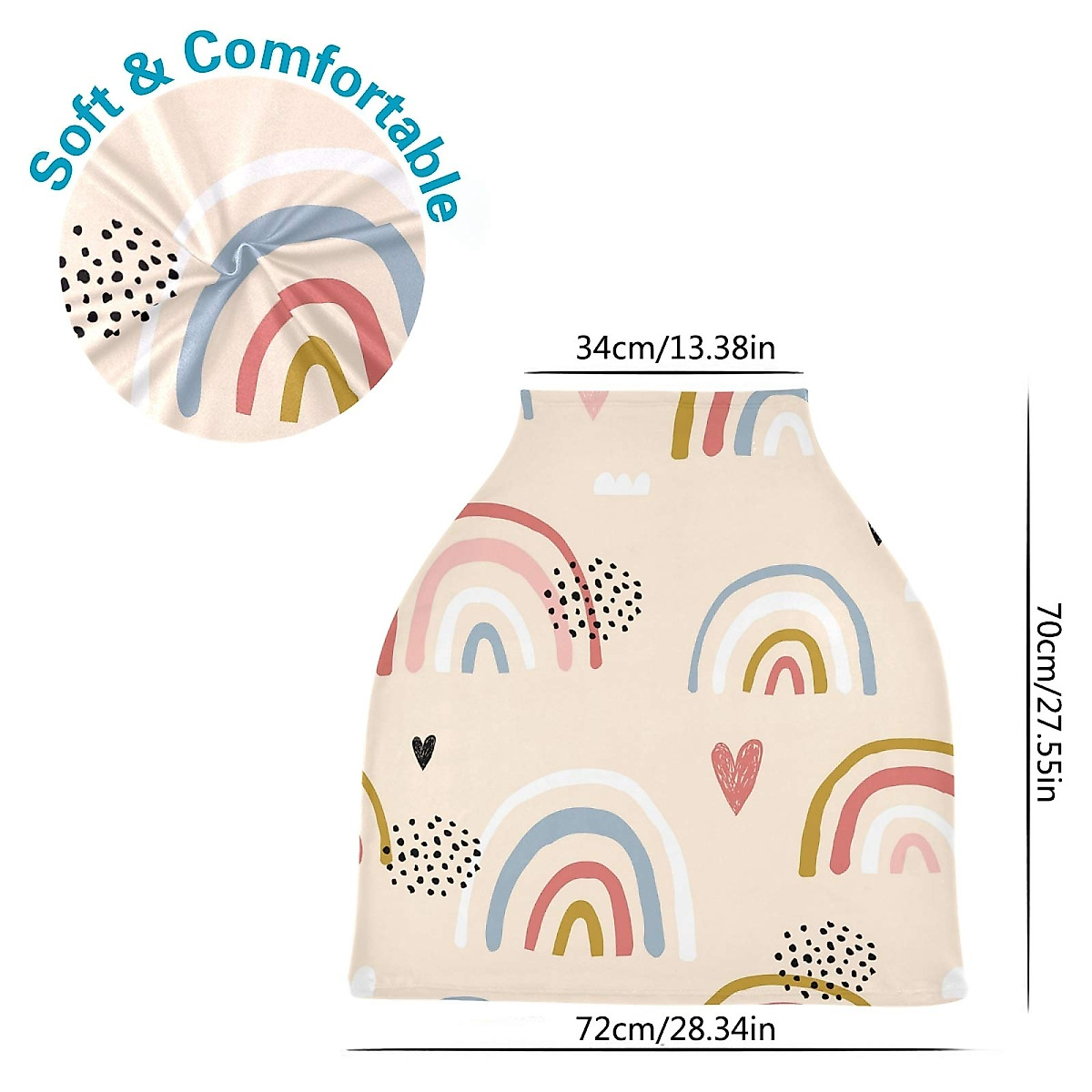 Nursing Cover Breastfeeding Scarf Colorful Rainbows and Hearts - Baby Car Seat Covers, Stroller Cover, Carseat Canopy (0na7c)