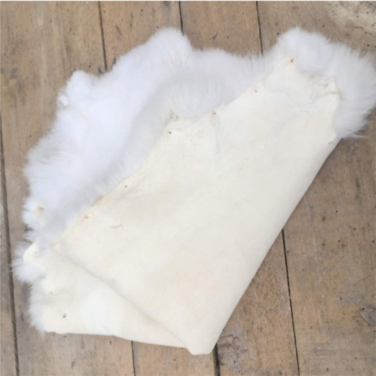 Natural White Craft Grade Rabbit Fur Pelt 10" by 14" with Sewing Quality Leather Soft Professionally Tanned 1PCS