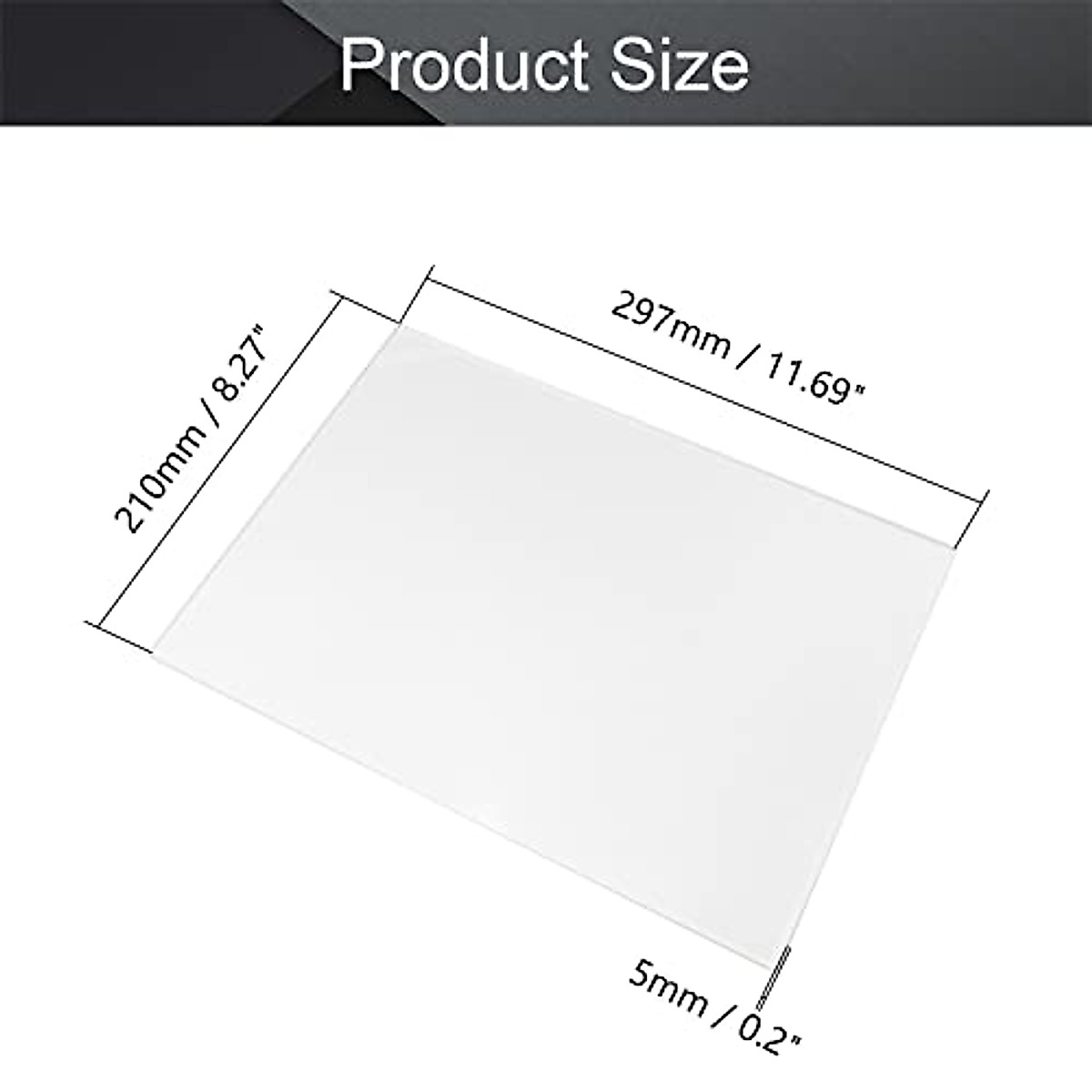 Fielect Clear Acrylic Sheet 11.69" x 8.27" Cast Plexiglass Sheet 0.20" Thick (5mm) Transparent Board Panel with Protective Paper for Home Decor, Craft, Picture Frame, Signs, DIY Display Projects