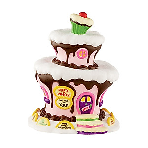 Department 56,Resin, Grinch Villages Who-Ville Sweet Shop Lit House, 7.75 x 7 x 6.25", Multicolor