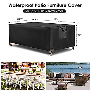 Patio Furniture Covers, Heavy Duty Outdoor Furniture Cover Waterproof, Patio Table and Chair Set Cover, UV Resistant Rain Sun Dustproof Patio Table Covers for Outdoor Furniture, 110 x 84 x 28 inches