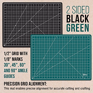 US Art Supply 18" x 24" Green/Black Professional Self Healing 5-Ply Double Sided Durable Non-Slip Cutting Mat Great for Scrapbooking, Quilting, Sewing and all Arts & Crafts Projects