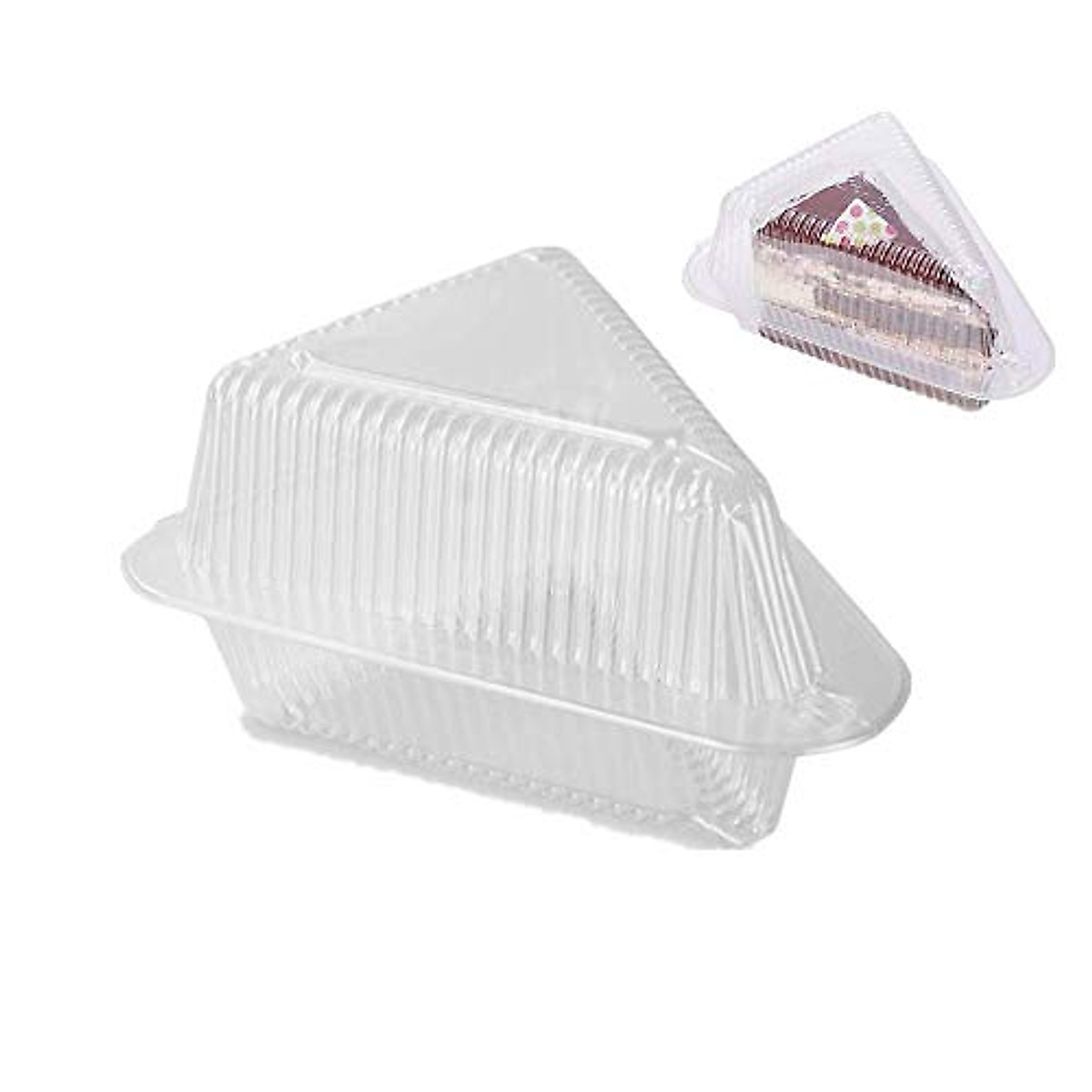 50 Pack Cheesecake Containers,Clear plastic Hinged Cake Slice Container 4 inch x 3 inch