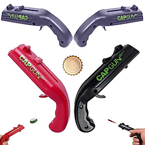 Cap Gun Bottle Opener [ 3 in 1 Pack], Beer Bottle Opener sets, Gamer Bottle Opener, Creative Cap Gun Toy for Bulk Party favors Home Party Bar Game - Shoots Over 5 Meters (Grey and Red and Black)