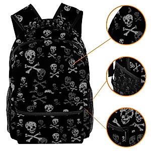 EVANLinsim Skull And Bones Backpacks Boys Girls School Book Bag Travel Hiking Camping Daypack Rucksack