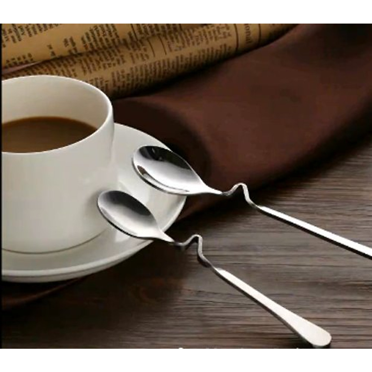 10PCS Stainless Steel Honey Milk Coffee Mixing Spoons Teaspoon with Curved Handle - 7 Inch Long