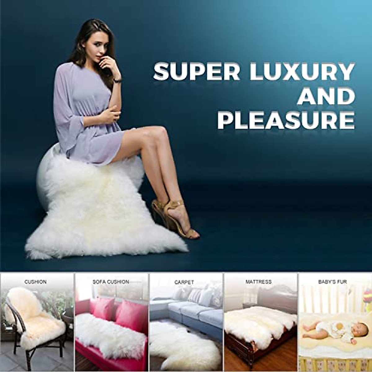 WL&ALLEN Large Sheepskin Rug Genuine Thick and Lush 3 Inch Pile，Luxury Australian Pelts |Large Sheepskin Wool Area Rugs (Large Single Pelt 2'6" x 3'7"，Light Brown)…