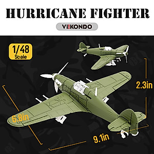 ViiKONDO 1/48 WWII UK Hurricane Fighter British Aircraft Military Warplane Model Building Kit DIY Assembly Jet Toy Airplane (01)