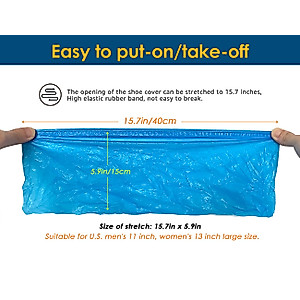 Shoe Covers Disposable Non Slip -100 Pack(50 pairs) 15.7'' Hygienic Foot Booties Covers Disposable Recyclable Waterproof Shoe Booties for Indoors, Fits Large Size Up to US Men's 11 & US Women's 13