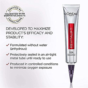 L'Oreal Paris Revitalift 10% Pure Vitamin C Face Serum, Brighter Skin, Reduced Wrinkles, Fragrance Free 1 0z.