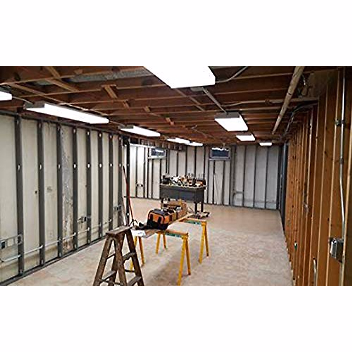 FaithSail 4FT LED Wraparound Light 60W LED Office Lights, 7200lm, 4000K Neutral White, 4 Foot Flush Mount LED Wrap Shop Puff Ceiling Lighting Fixture for Garage Workshop, Fluorescent Light Replacement