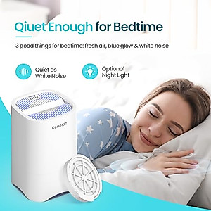 RoneKIT Small Air Purifiers for Home, HEPA Air Purifiers for Small Room, Portable Mini Air Purifier for Office, Desktop, Bedroom, Quiet Air Cleaner for Smoke, Dust, Odor(White)