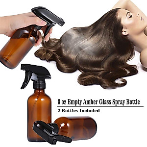 Nisorpa 16oz Amber Glass Spray Bottles 6 Pack Refillable Essential Oils Container with Mist and Stream Settings for Aromatherapy Cleaning Products