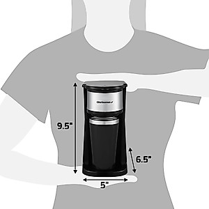 Elite Gourmet EHC112 Personal Single-Serve Compact Coffee Maker Brewer Includes 14Oz. Stainless Steel Interior Thermal Travel Mug, Compatible with Coffee Grounds, Reusable Filter