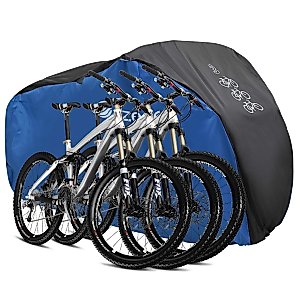 Gazeer Bicycle Cover with Lock Hole Reflective Safety Loops for 2 or 3 Bikes up to 29" Outdoor Storage, Waterproof, Anti-UV, Heavy Duty Ripstop Material 210D