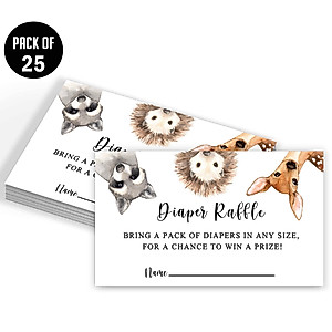 Yuzioey Woodland Baby Shower Invitations, 25 Pack Boy Woodland Invitations Macthing Envelpoes, Diaper Raffle Tickets, Book Request Cards