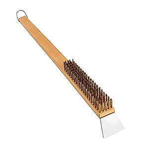Lrui Pizza Oven Brush,Copper Wire Pizza Stone Cleaning Brush with Scraper,Outdoor Pizza Oven Accessories.