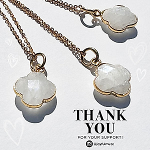 Joyfulmuze Genuine Rainbow Moonstone Clover Necklace, 18kt Gold Over Sterling Silver, Handcrafted Gifts for Women and Girls, Luck Four Leaf Pendant, 18 inches long (Rainbow-Moonstone-Gold)